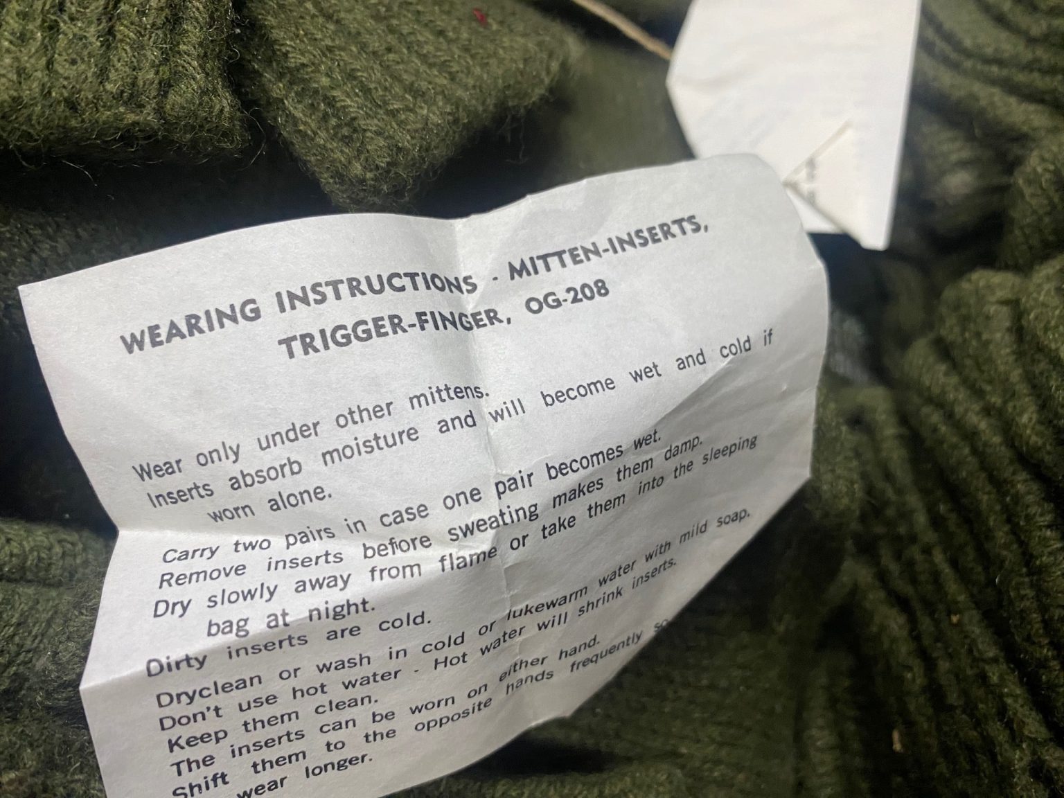 Wool Trigger Finger Mitten Liners, Medium