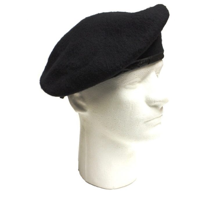 Black Army Beret, Wool Size 7 1/2