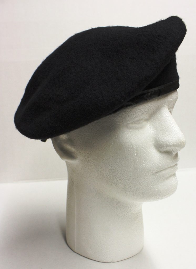 Black Army Beret, Wool Size 7 1/2