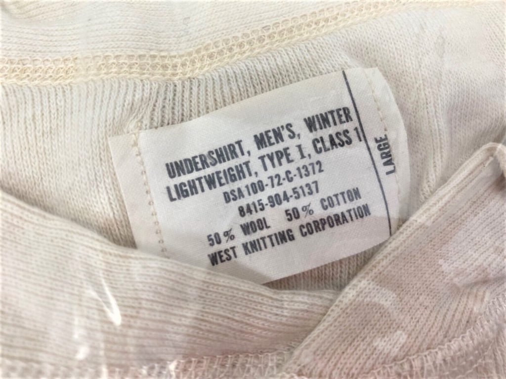 Long Underwear-top, Wool/Cotton Large