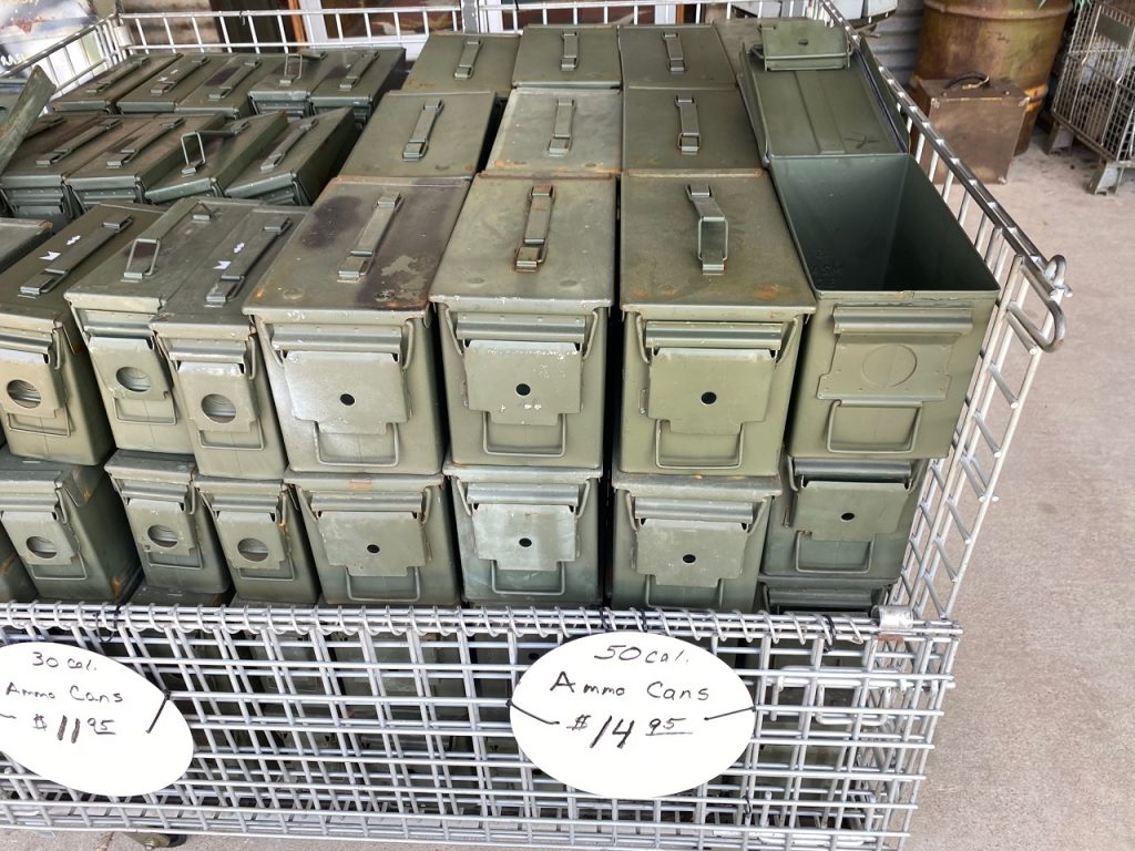 50 Cal Ammo Cans on Pallet - Omahas Army Navy Surplus