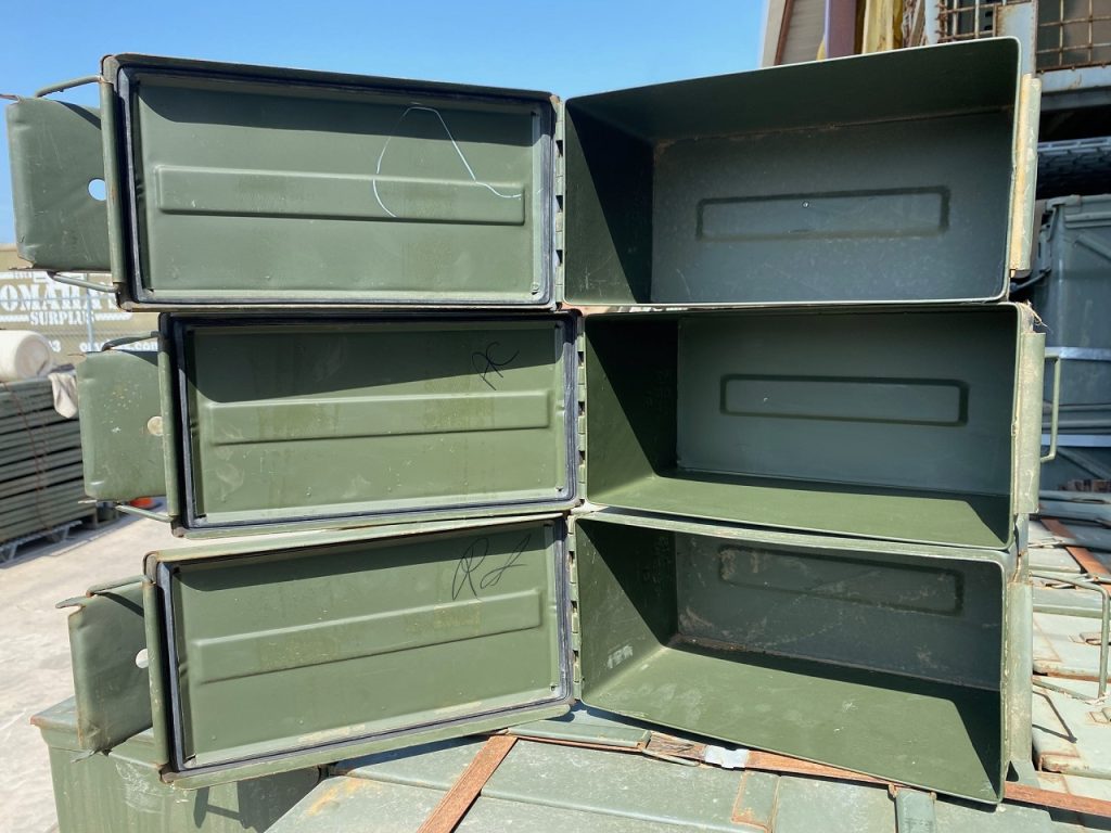 50 Cal Ammo Cans on Pallet - Omahas Army Navy Surplus