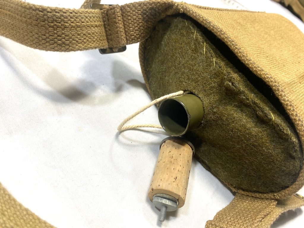 WW2 British Water Bottle, Khaki Solid Complete - Omahas Army Navy Surplus